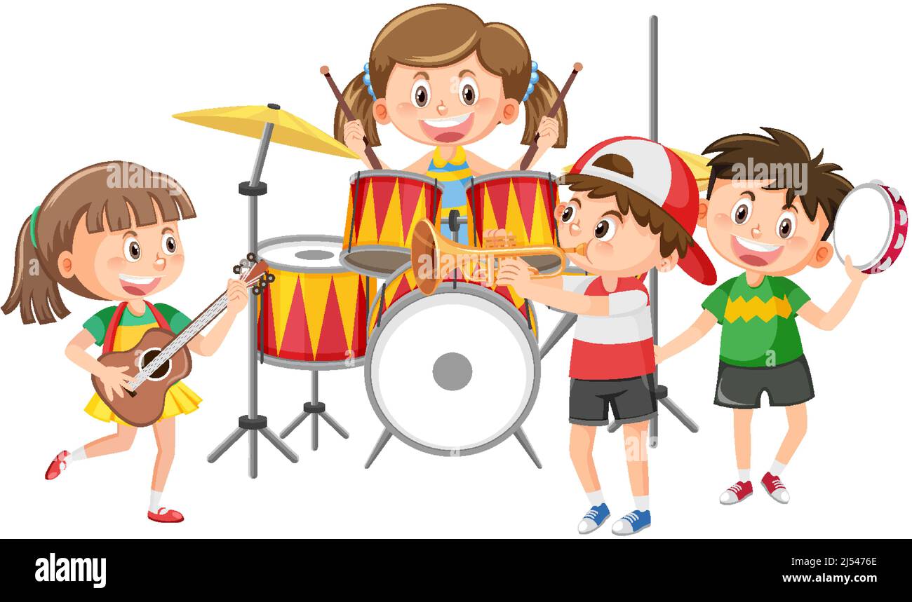 Group of children music band illustration Stock Vector Image & Art - Alamy
