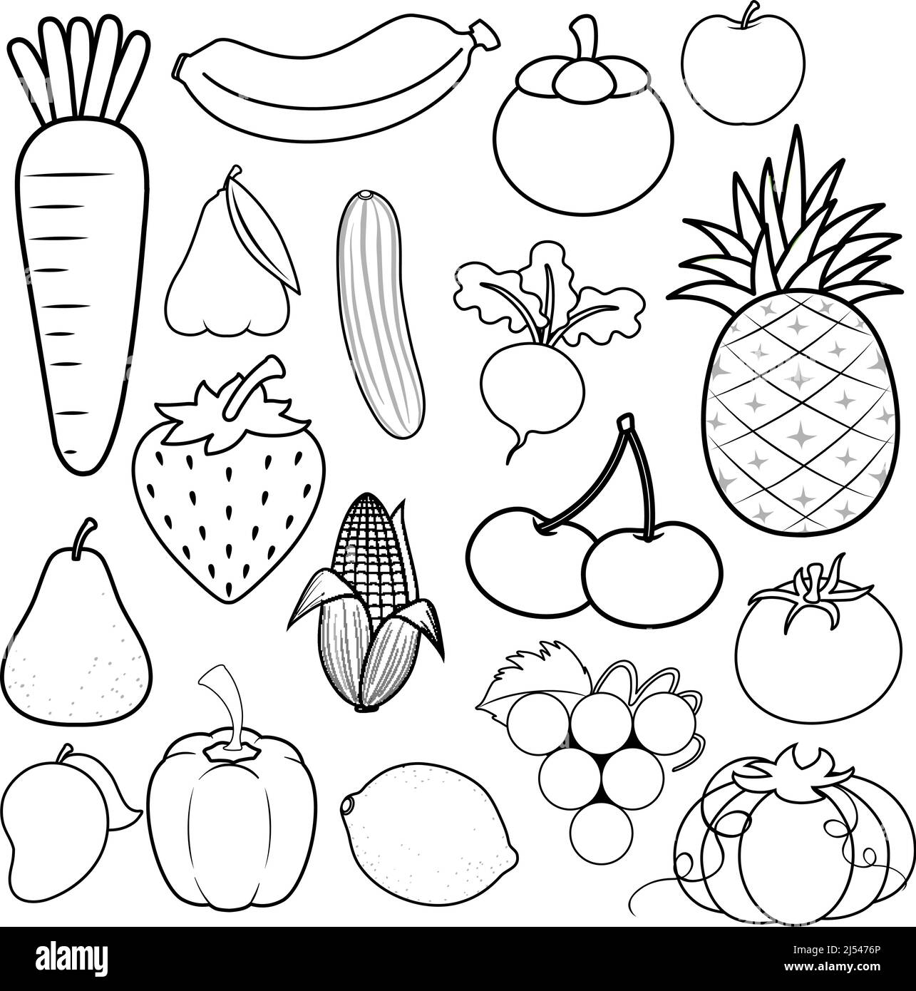 A set of doodle about fruit on white background illustration Stock ...