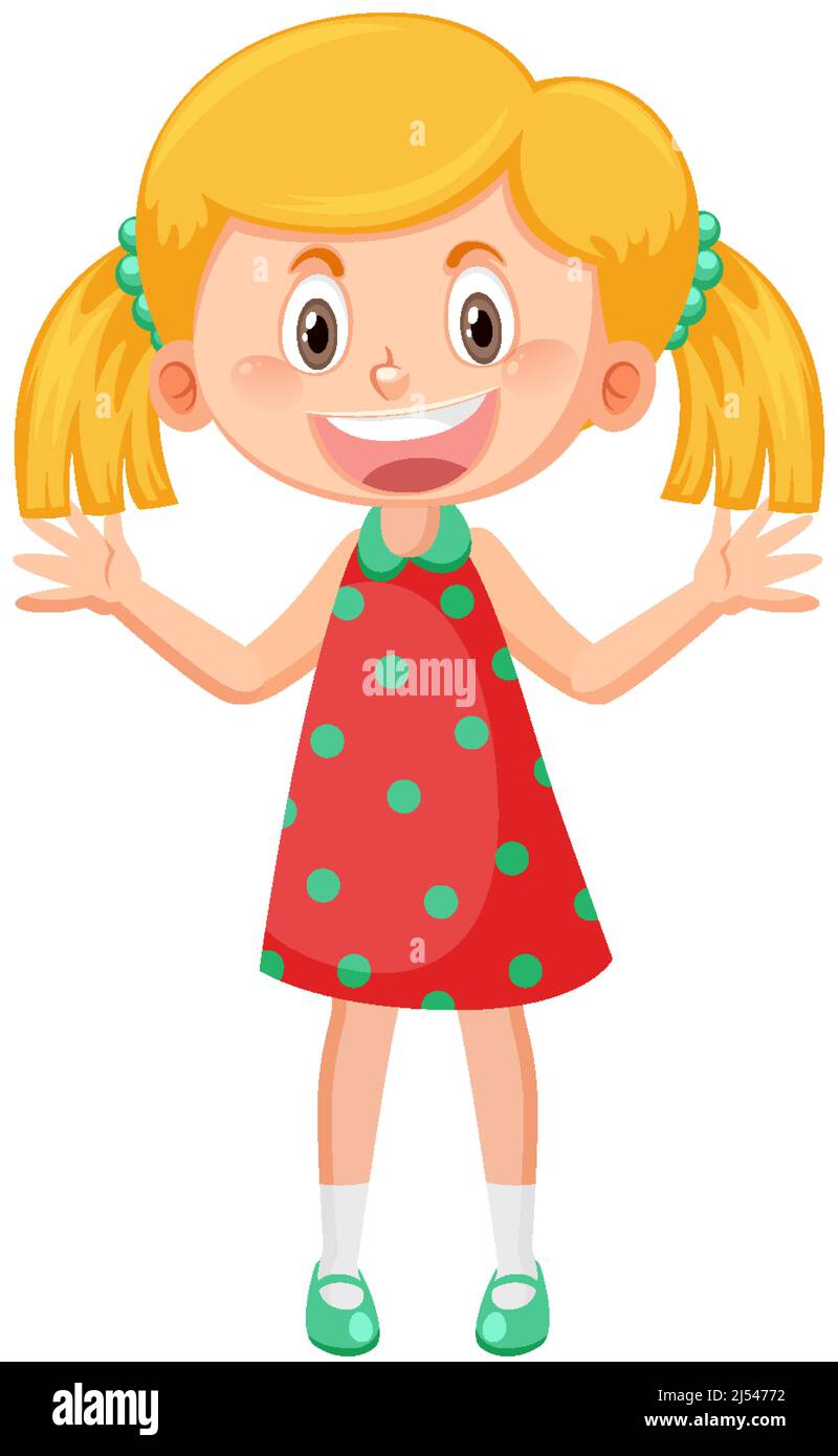 Cheerful girl with greeting gesture illustration Stock Vector Image ...