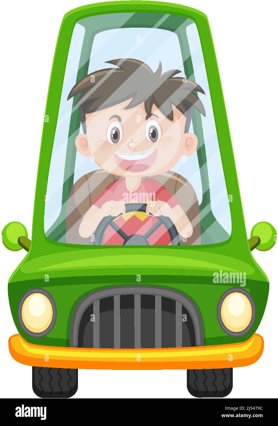 Boy driving a car on white background illustration Stock Vector Image ...