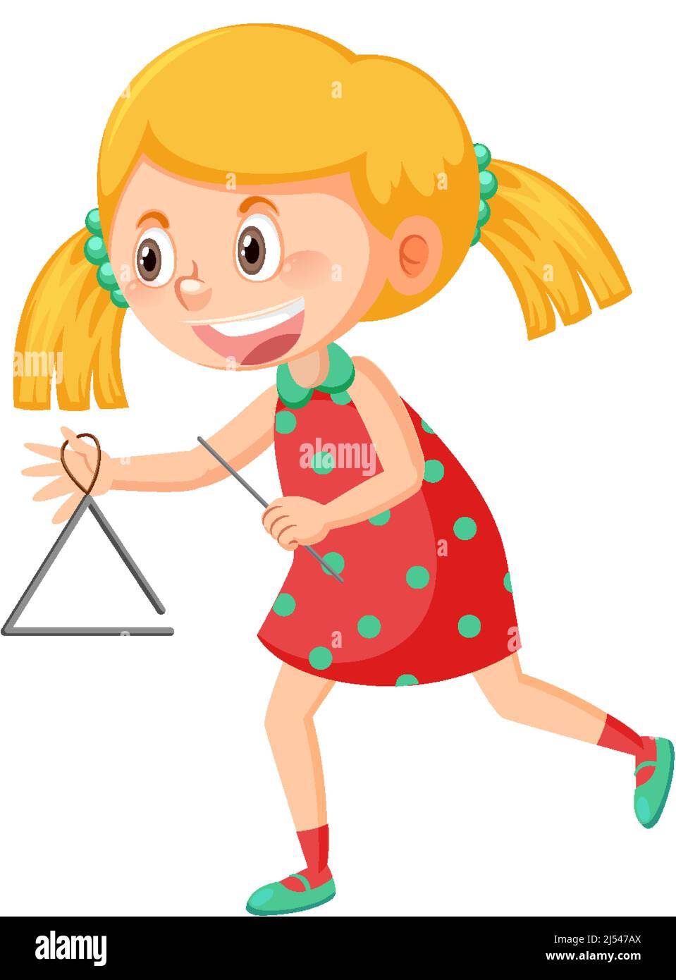 Girl with triangle music instrument illustration Stock Vector Image ...