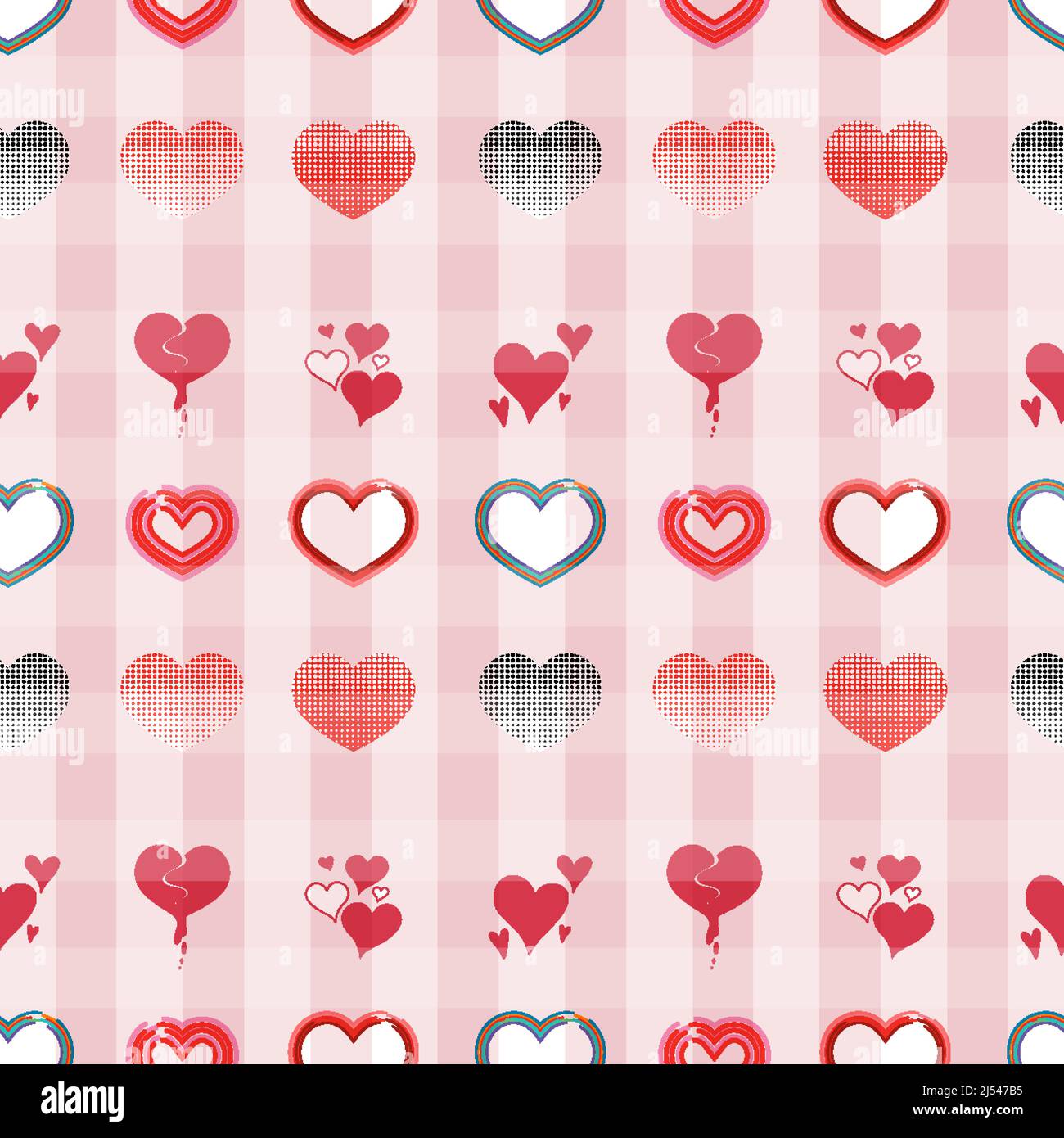 Seamless different heart pattern illustration Stock Vector Image & Art ...