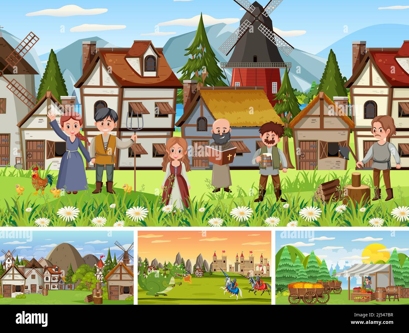 Farming horse and cart Stock Vector Images - Alamy