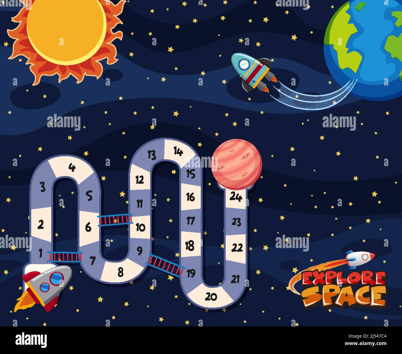Game template with space theme background illustration Stock Vector ...