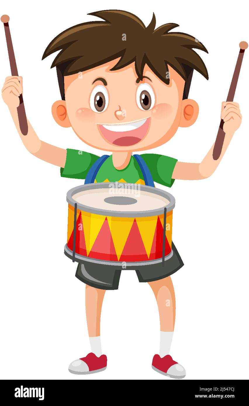 A kid with drum music instrument illustration Stock Vector Image & Art ...