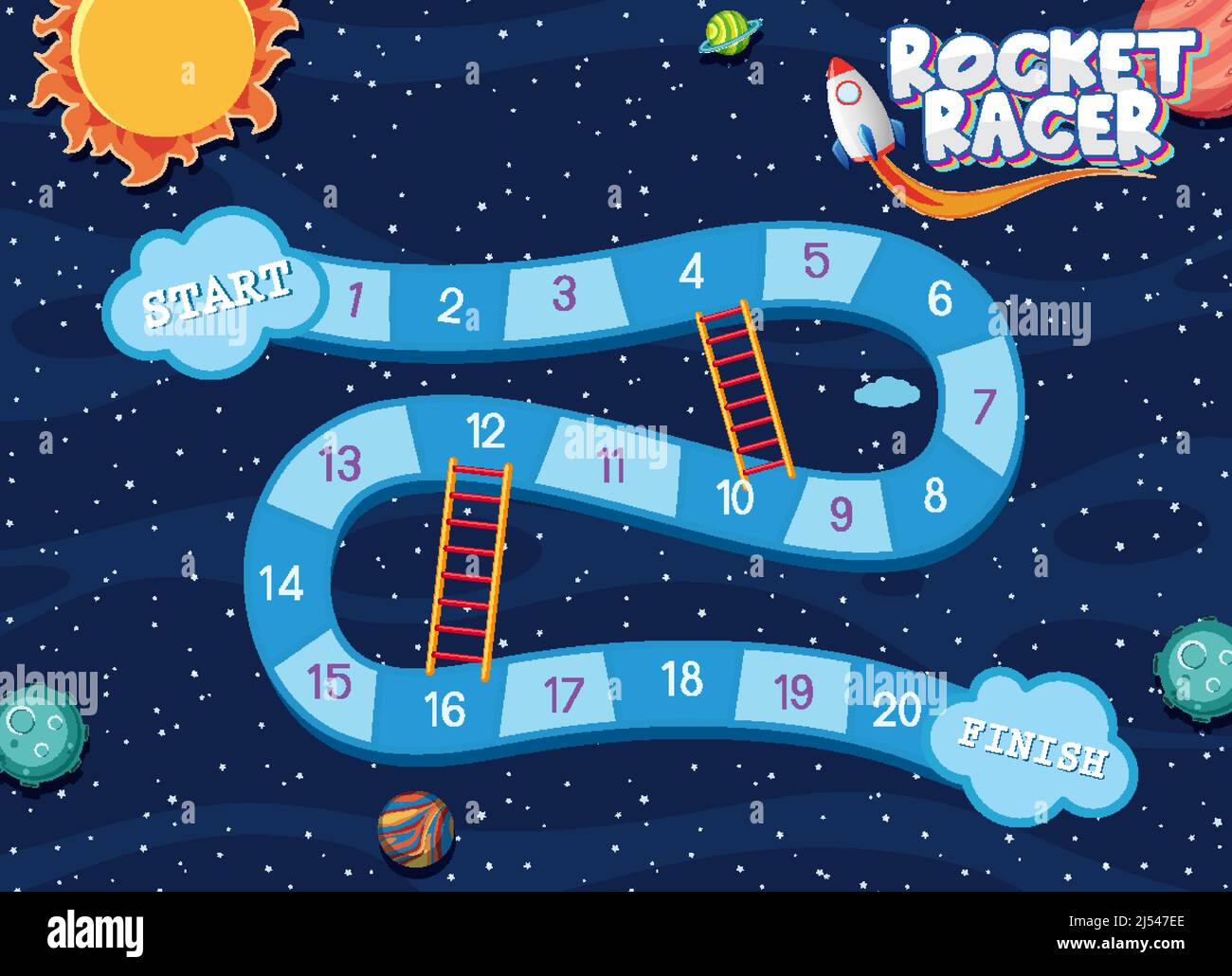 Game template with space theme background illustration Stock Vector ...