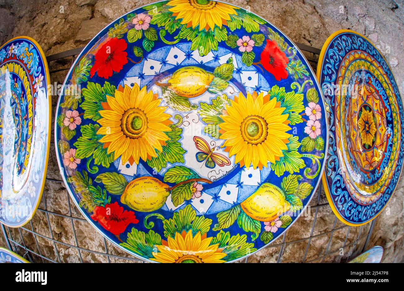 POSITANO, ITALY - April 14 2022 : Typical ceramics sold in beautiful ...