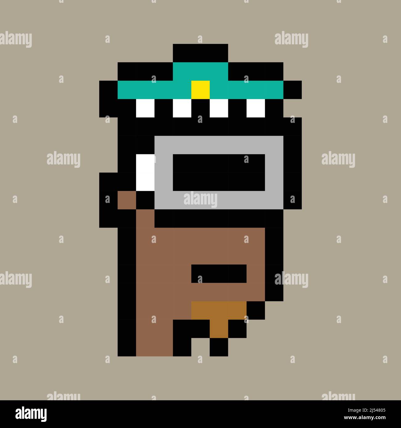 Crypto punk NFT 24x24 pixel illustration. Blockchain based digital 8 ...