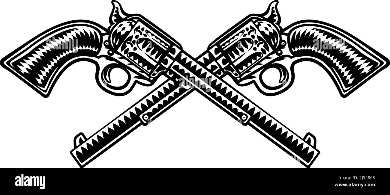 Cowboy Guns Western Pistols Old Vintage Revolvers Stock Vector Image ...