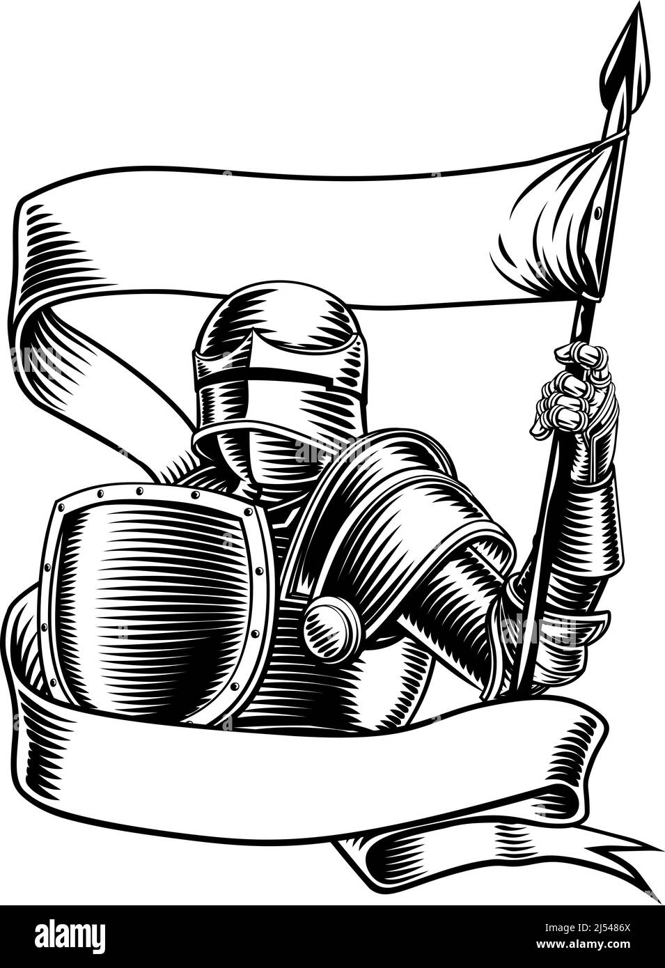 Knight With Banner Battle Flag Standard Ribbon Stock Vector Image & Art ...