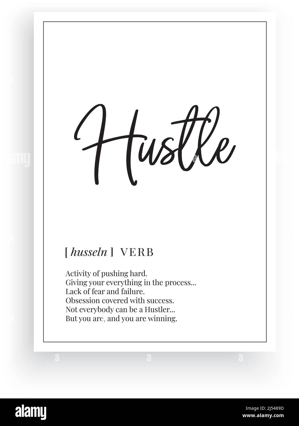 Hustle definition, vector. Minimalist modern poster design ...