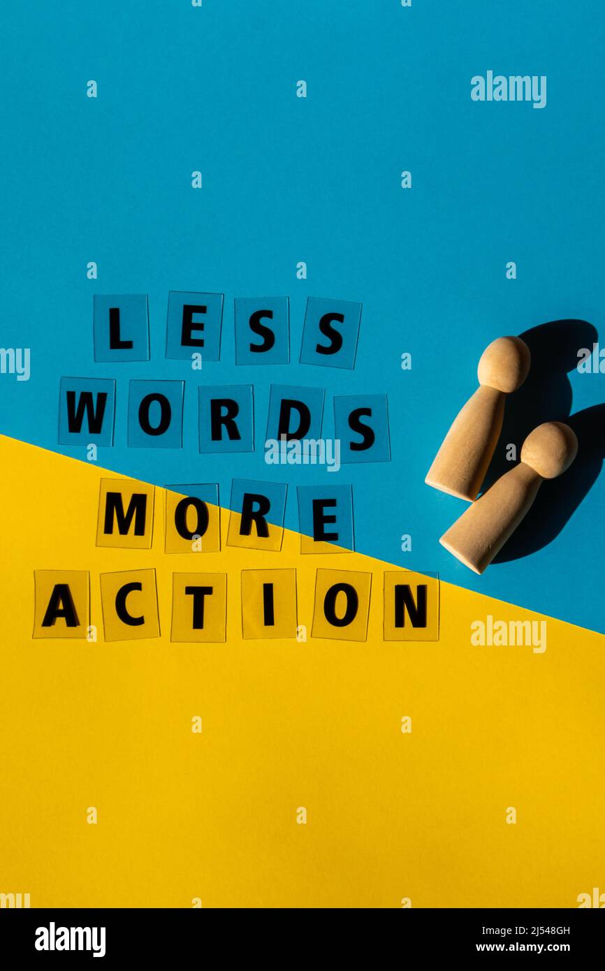 Message LESS WORDS MORE ACTION. Motivational Words Quotes Concept ...