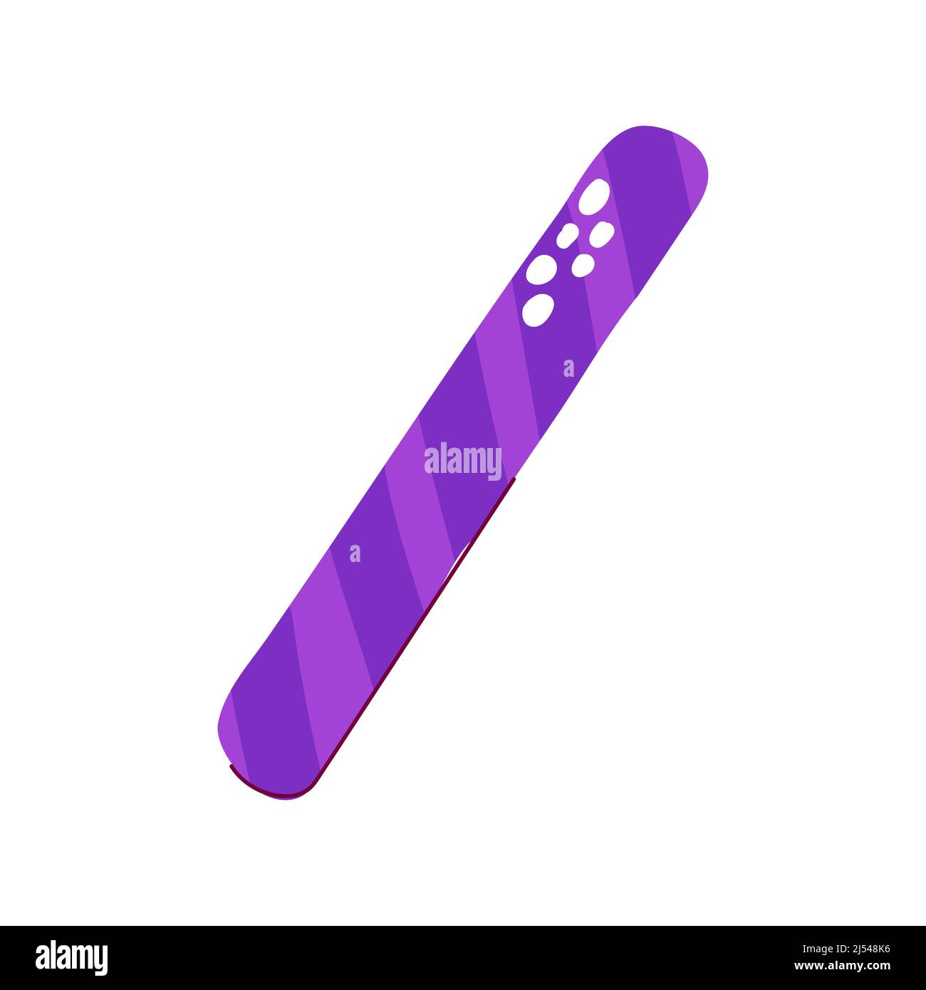 Cartoon candy stick. Violet Lollipop isolated on white background. Hand ...