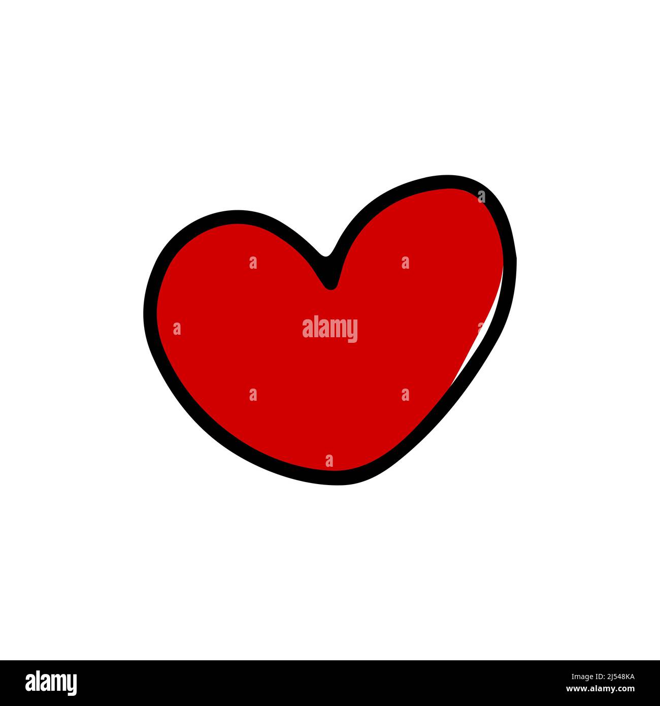 Doodle Valentines Day heart. Hand-drawn red love symbol isolated on ...