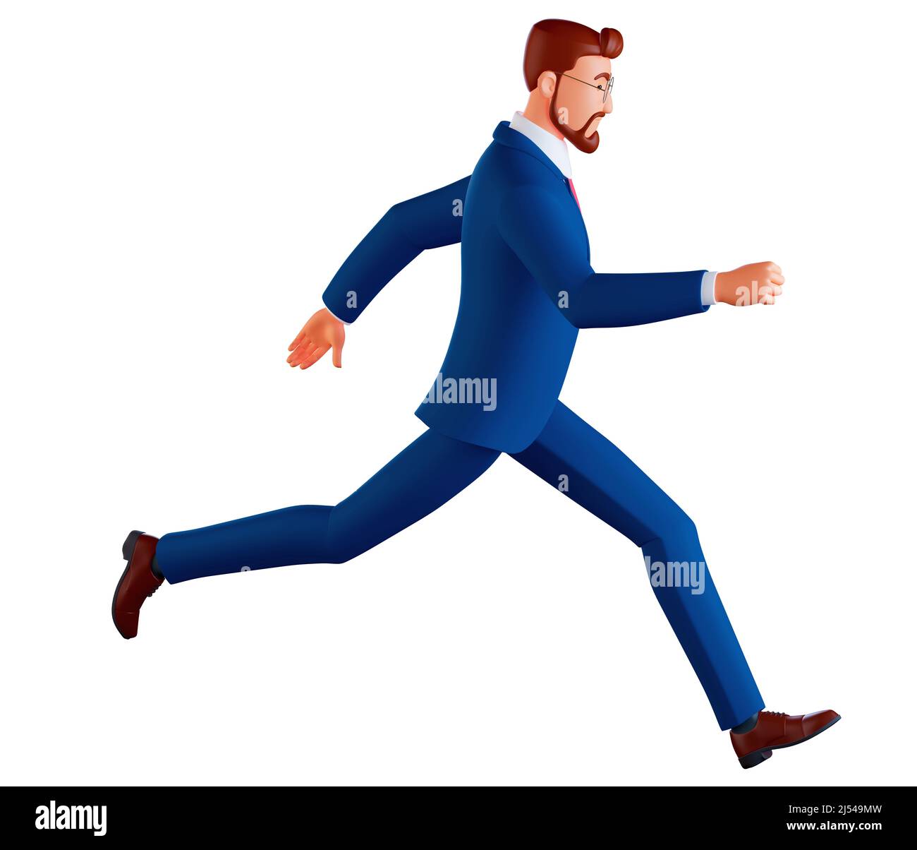 3d Business man running fast. Late business person rushing in a hurry ...