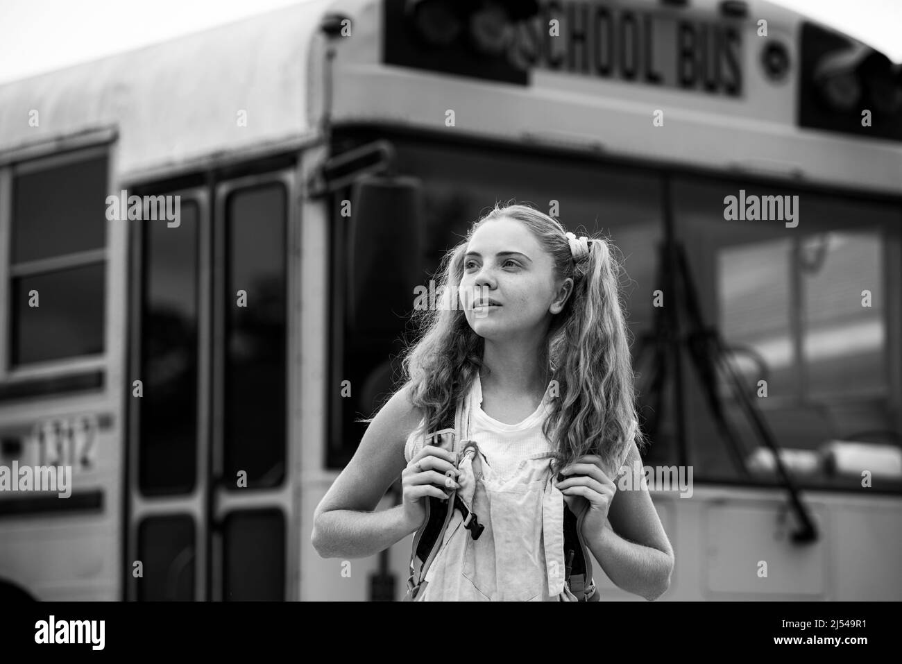 Portrait cheerful girl teenager Black and White Stock Photos & Images ...