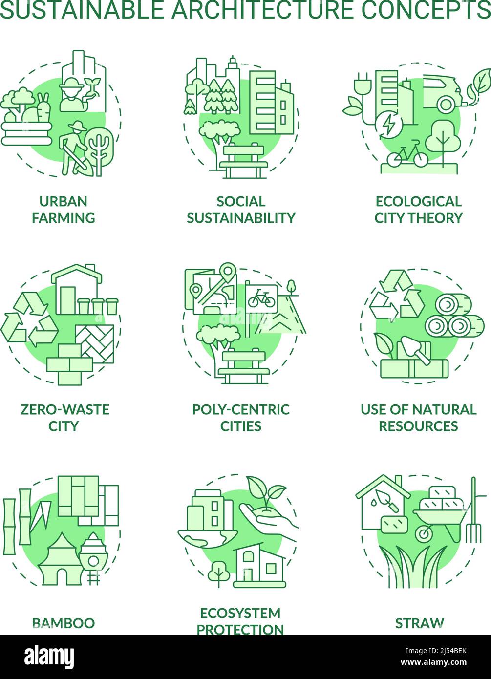 Sustainable architecture green concept icons set Stock Vector Image & Art - Alamy