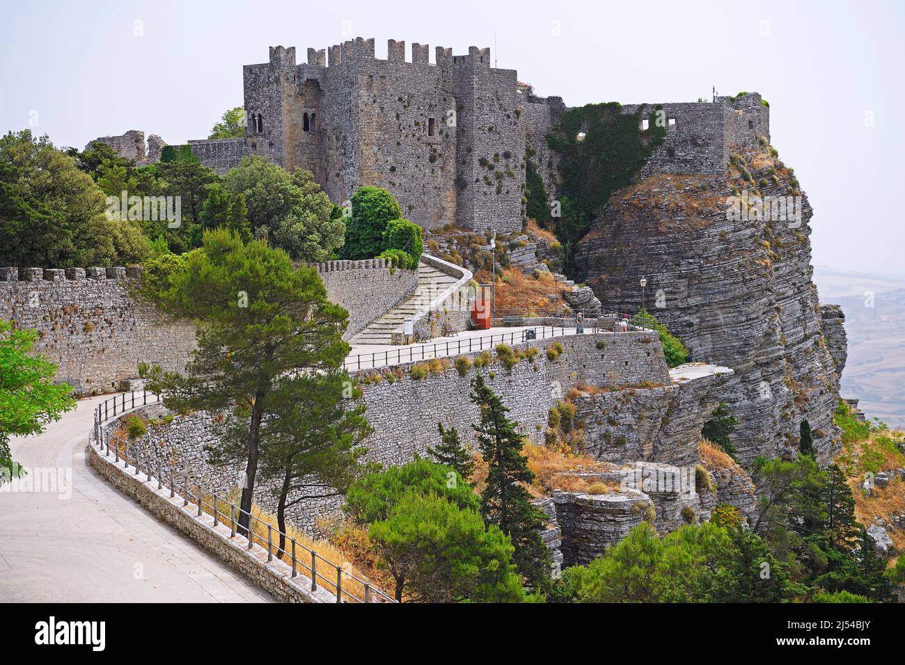Castello di Venere at the mountain village Erice, Italy, Sicilia Stock ...