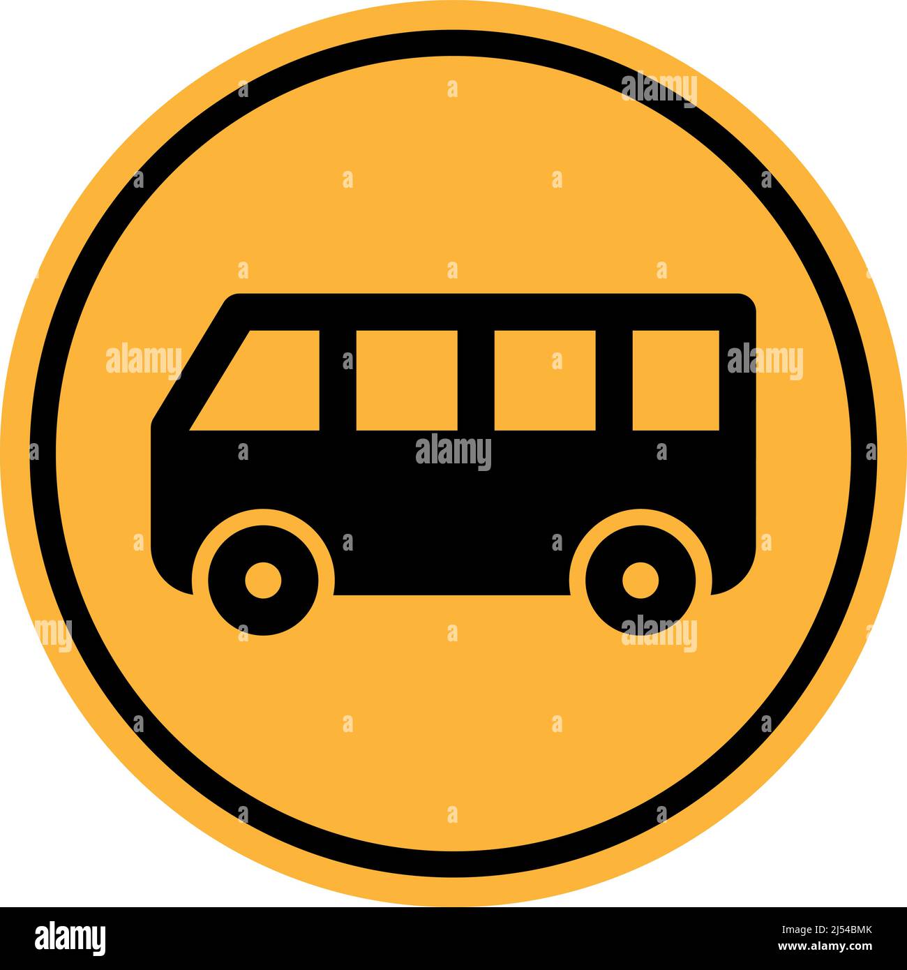 Yellow road sign with bus symbol. City transport icon Stock Vector ...