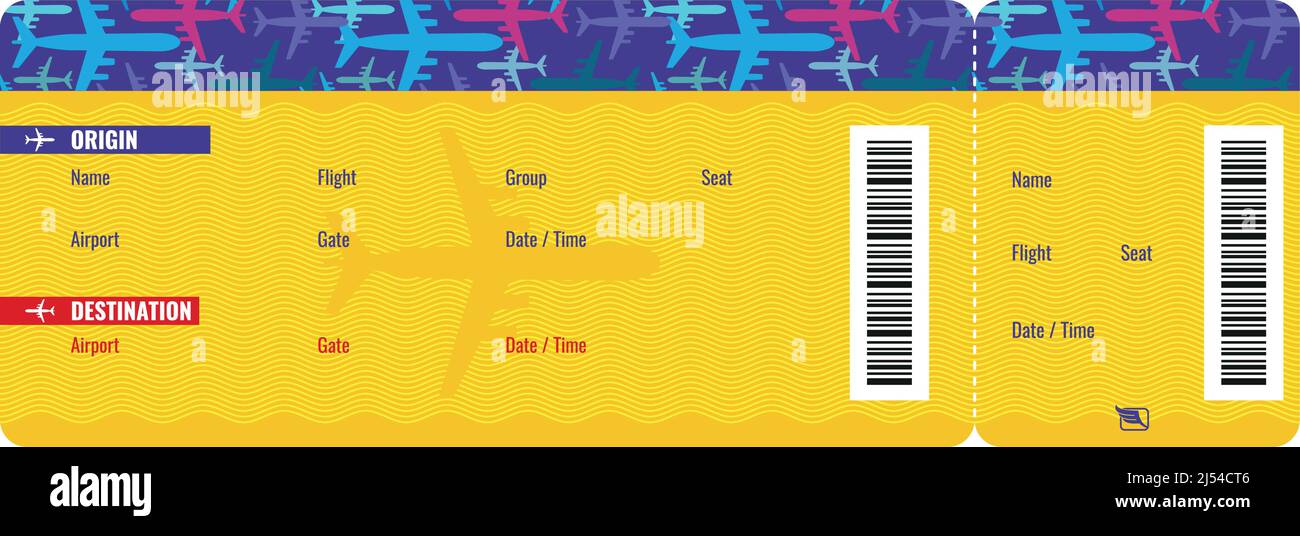 Airplane Ticket Template Travel Document Boarding Pass Stock Vector