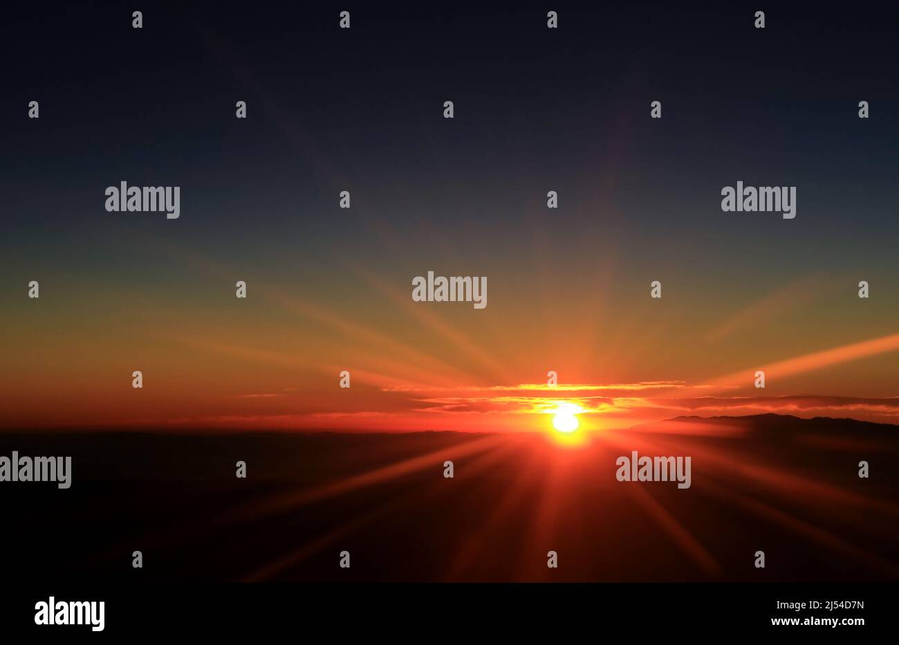Amazing Bright Sun Rising on the Sea of Clouds seen from plane during ...