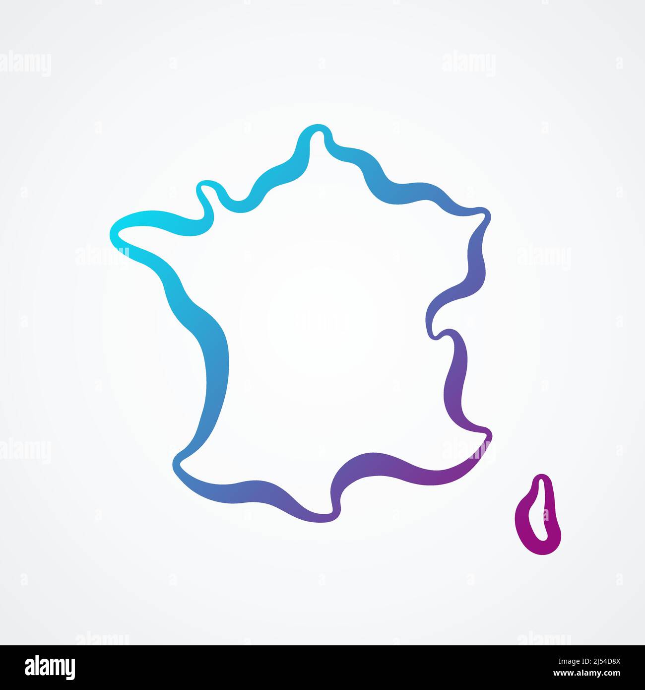 Outline map of France with blue-purple gradient Stock Vector Image ...