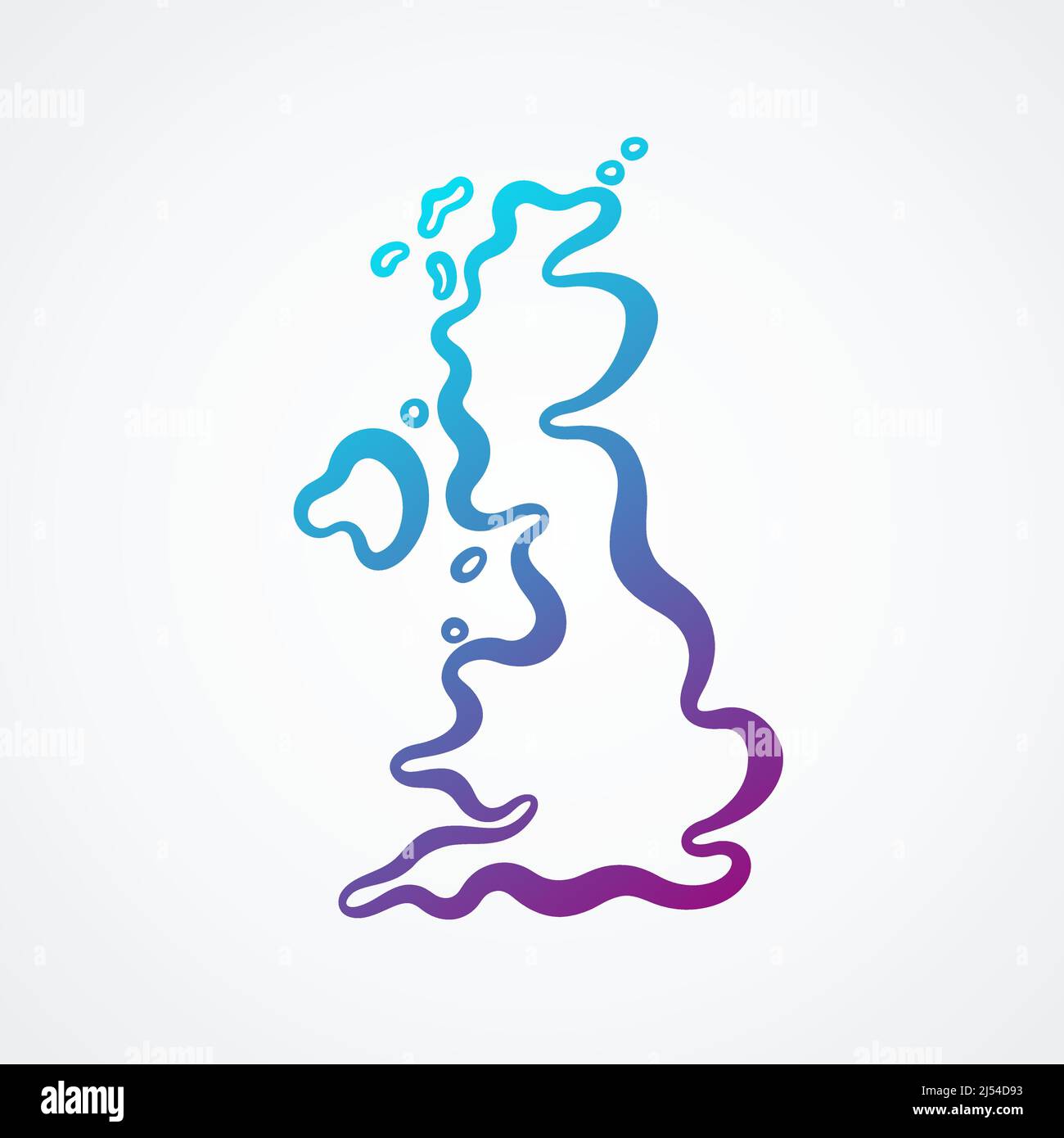 Outline map of United Kingdom with blue-purple gradient Stock Vector ...
