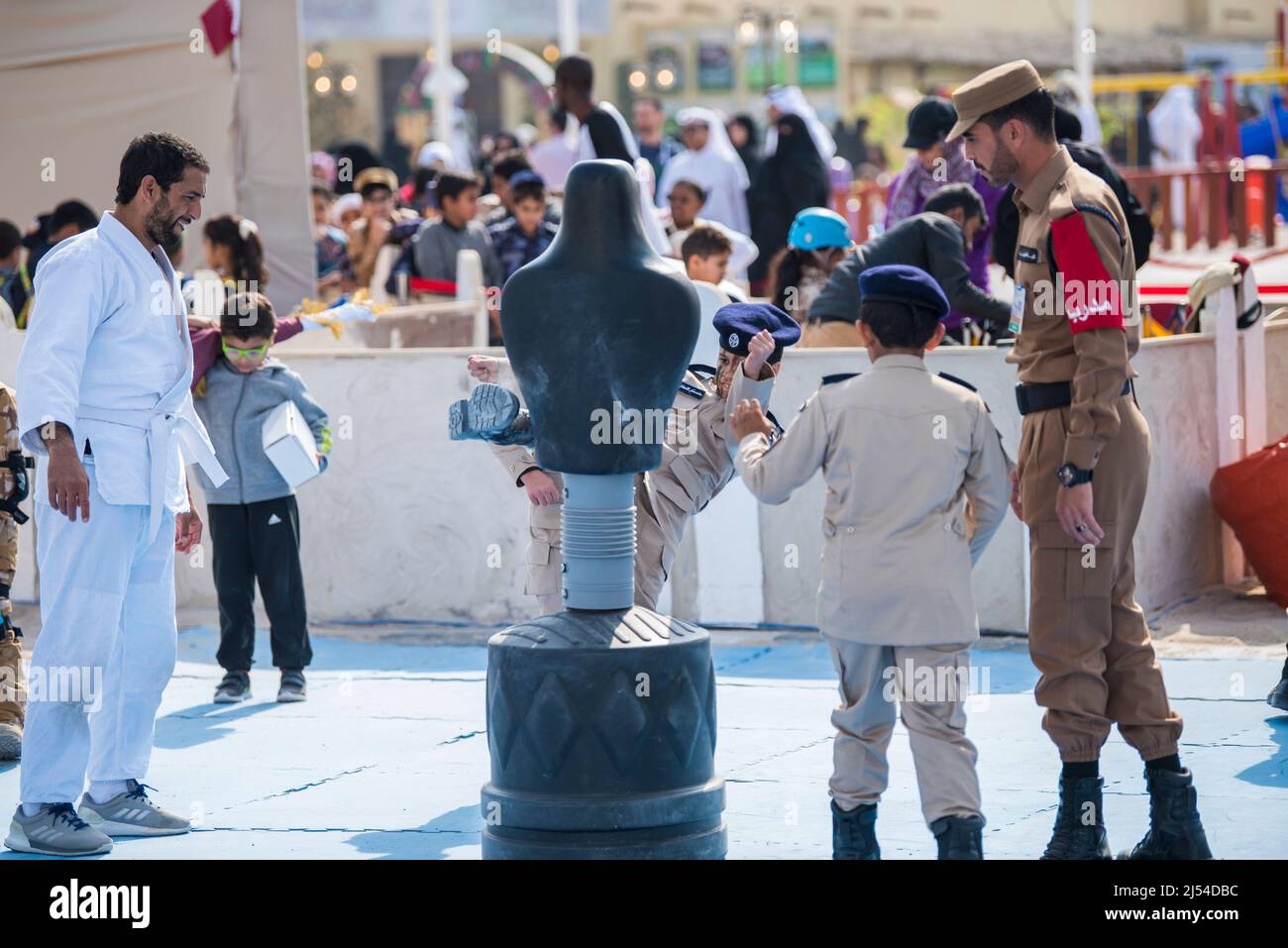 Doha, Qatar, December 18,2019. Qatari children are playing at an ...