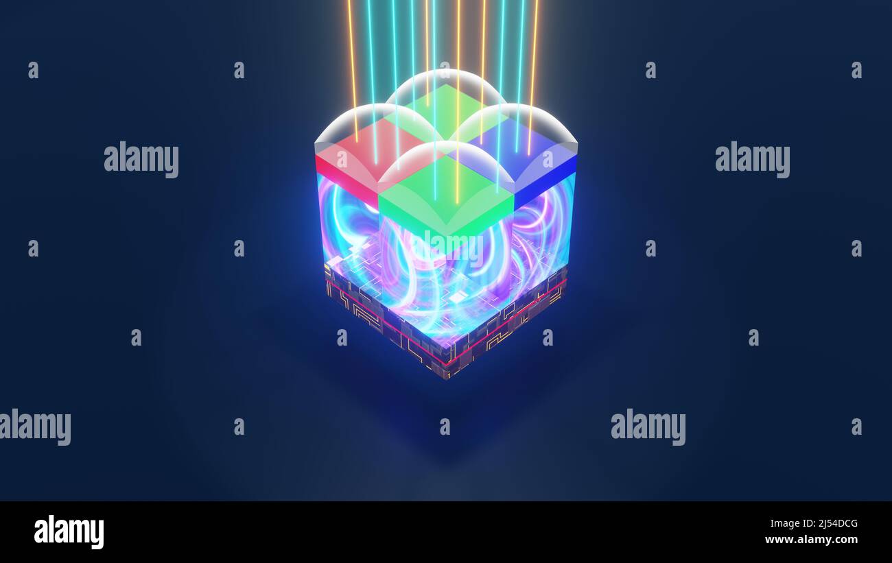 Back-illuminated sensor principle demonstration, microlences ...