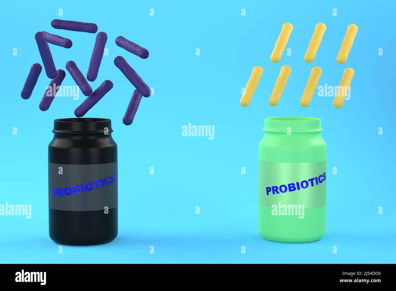 Probiotics concept. Different types of probiotics. Comparison. Black ...