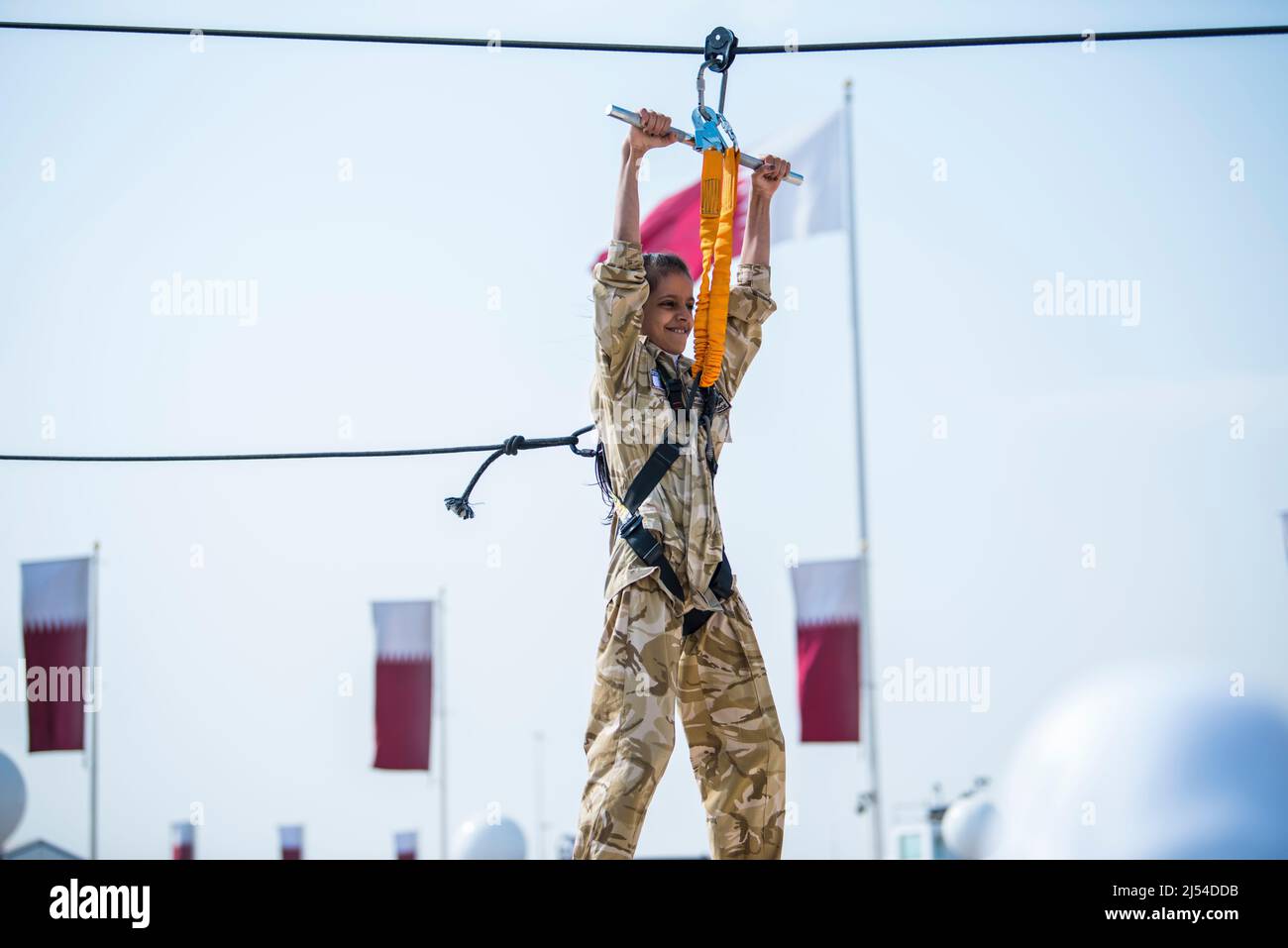 Doha, Qatar, December 18,2019. Qatari children are playing at an ...