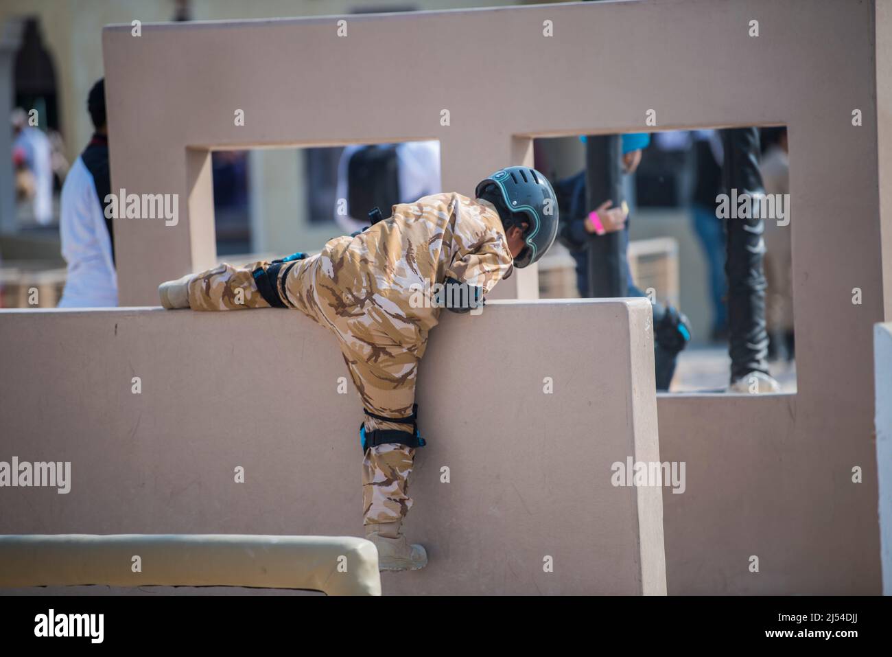 Doha, Qatar, December 18,2019. Qatari children are playing at an ...