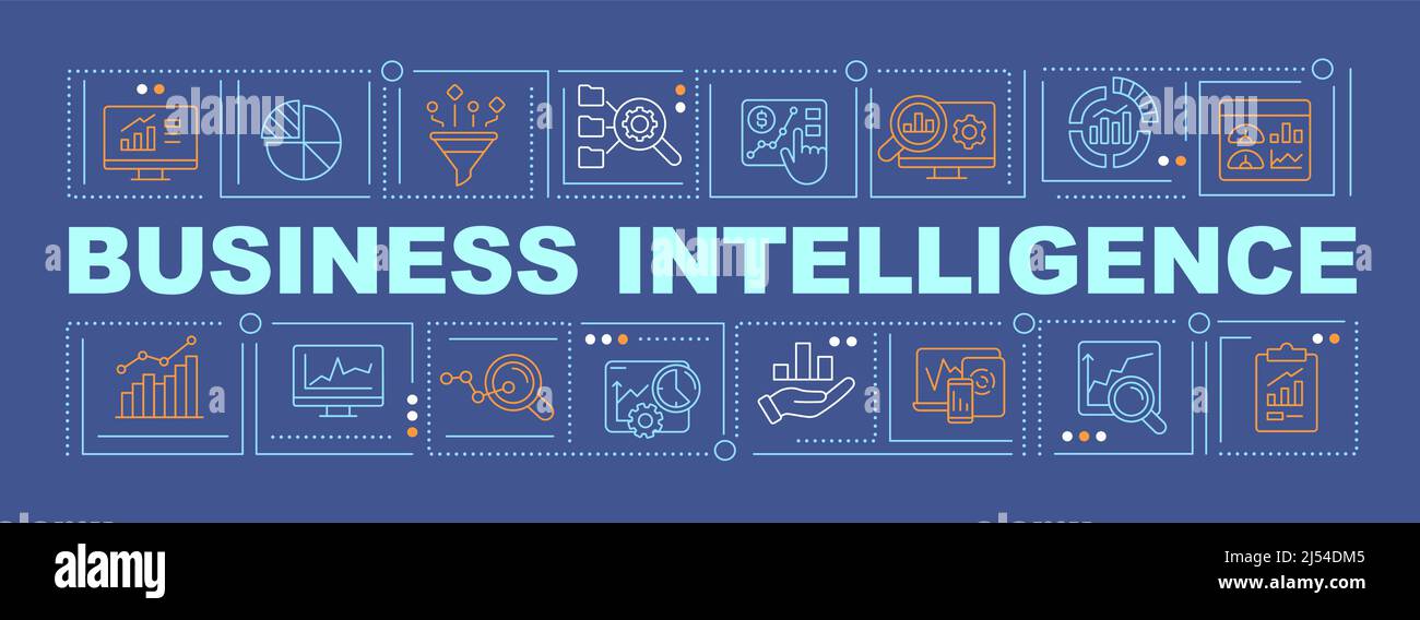 Business intelligence implementation word concepts dark blue banner ...