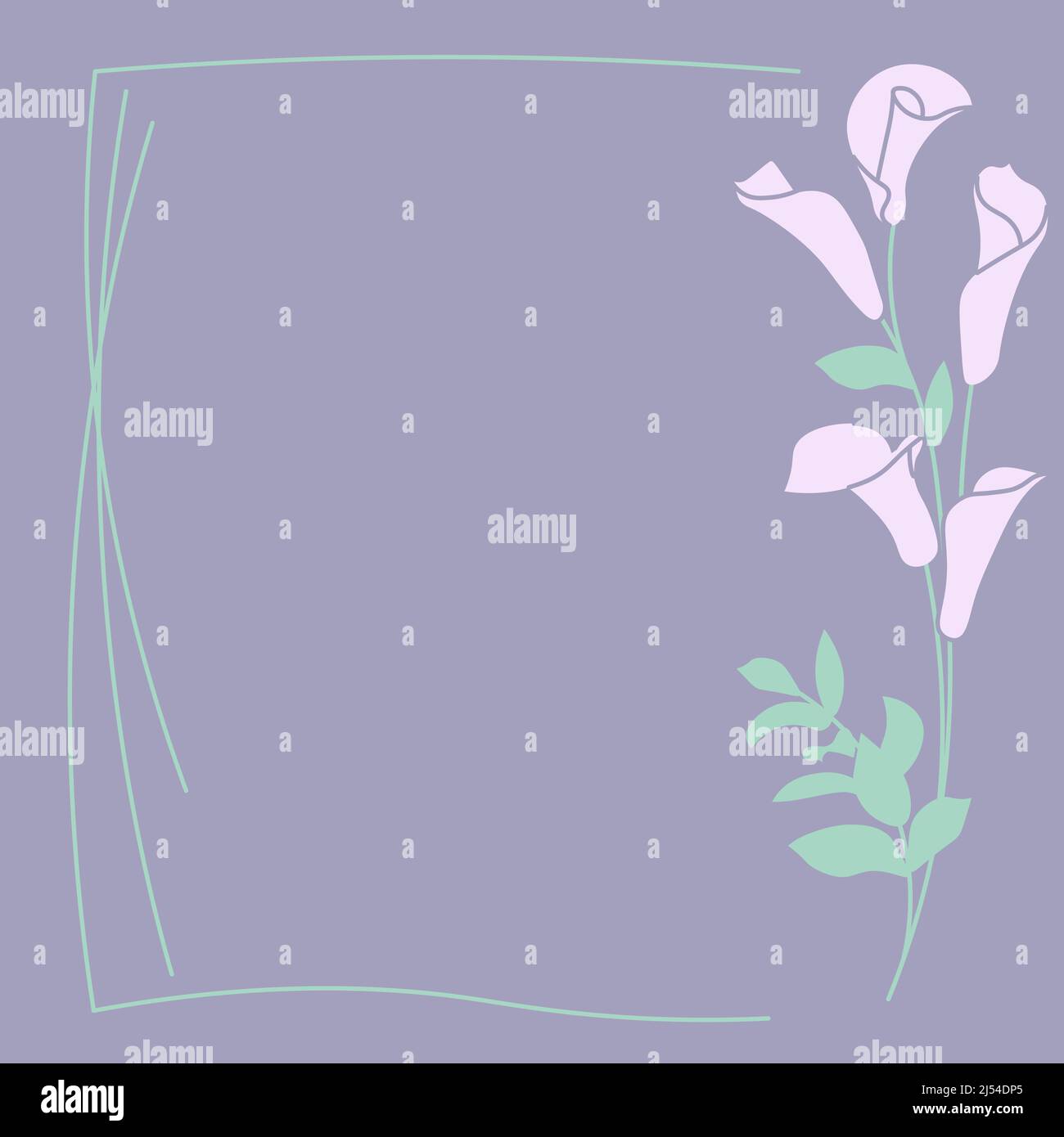 Square art template with pink calla flowers frame Stock Photo - Alamy