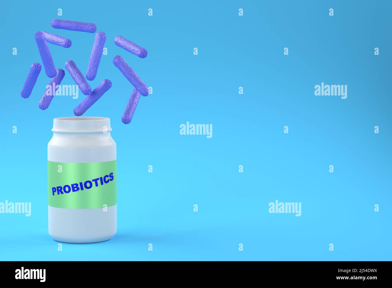 Probiotics concept. Useful microflora for humans. A jar with the ...