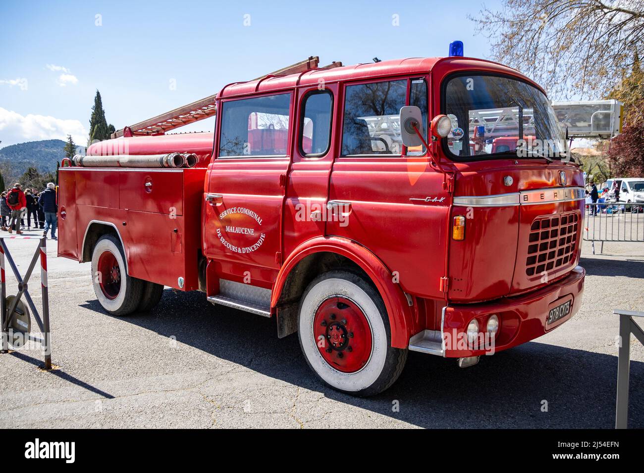 old french fire engine fire truck Stock Photo - Alamy