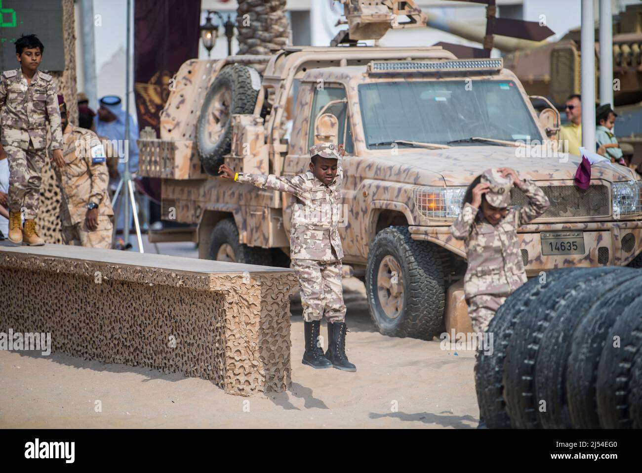 Doha, Qatar, December 18,2019. Qatari children are playing at an ...