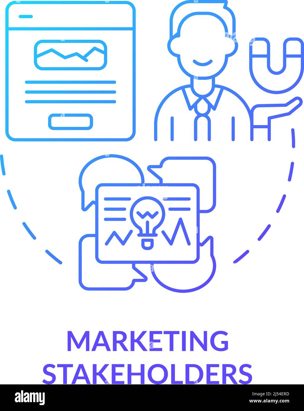 Marketing stakeholders blue gradient concept icon Stock Vector Image ...