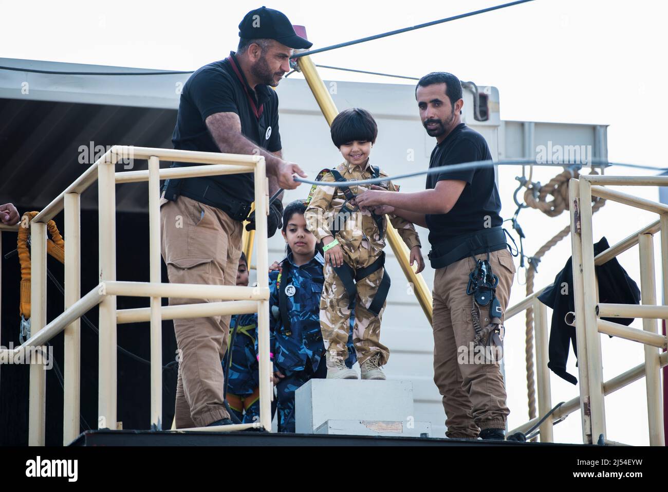 Doha, Qatar, December 18,2019. Qatari children are playing at an ...