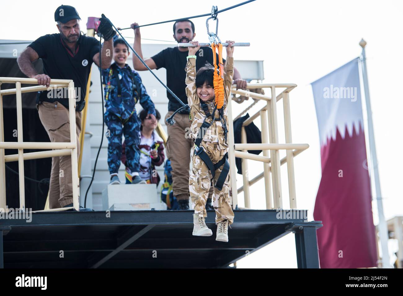 Doha, Qatar, December 18,2019. Qatari children are playing at an ...