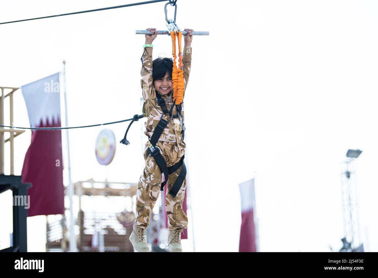 Doha, Qatar, December 18,2019. Qatari children are playing at an ...