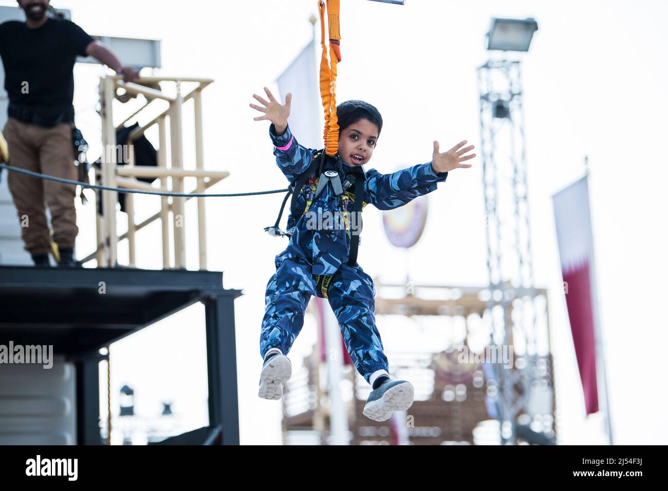 Doha, Qatar, December 18,2019. Qatari children are playing at an ...