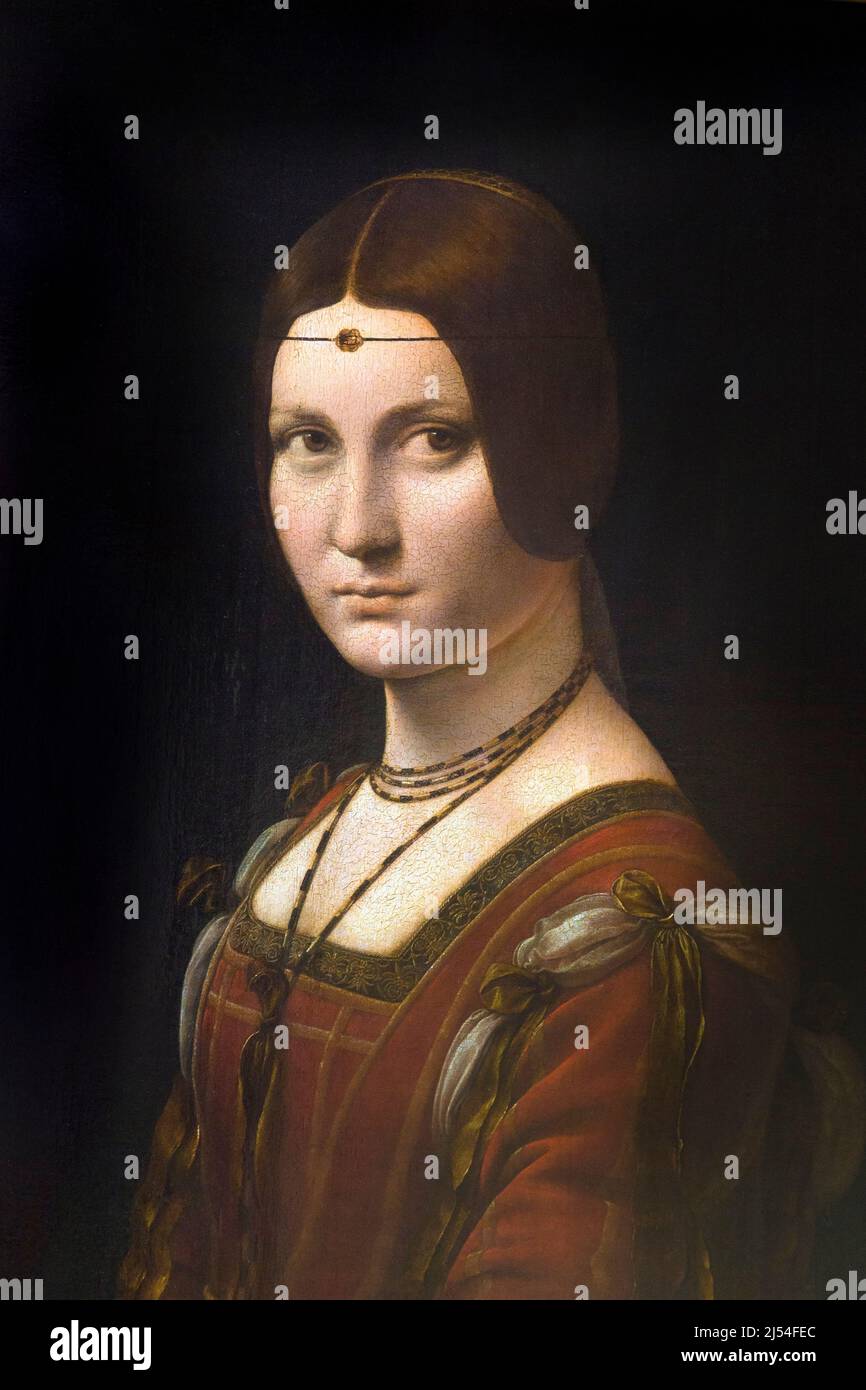 Portrait of an Unknown Woman, La Belle Ferroniere, Leonardo da Vinci ...
