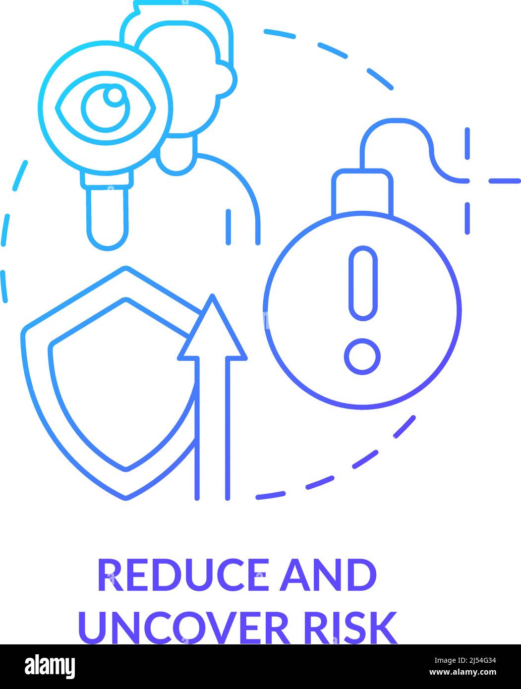 Reduce and uncover risk blue gradient concept icon Stock Vector Image ...