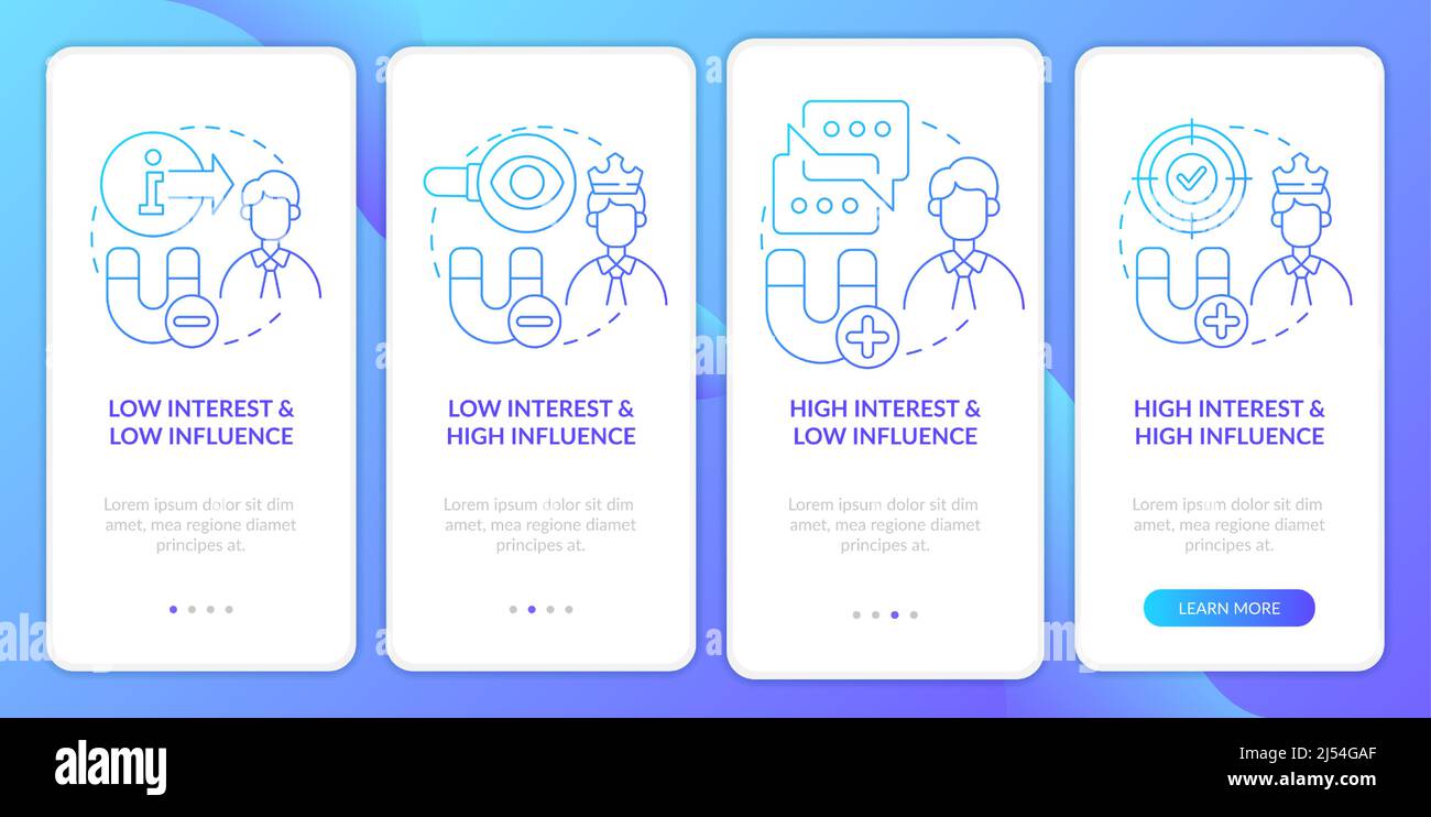 Stakeholder Mapping Blue Gradient Onboarding Mobile App Screen Stock Vector Image And Art Alamy