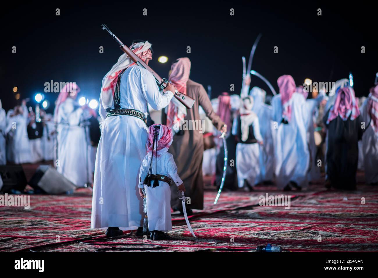 Doha,Qatar - December 18,2017. Traditional bedouin sword dancing for ...
