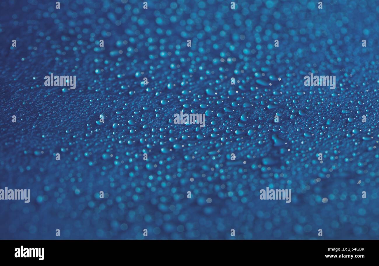 Drops blue texture. Wet water on glass background. Bubble pattern Stock Photo - Alamy