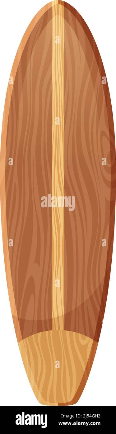 Wooden longboard. Cartoon surfing board. Water sport symbol Stock ...