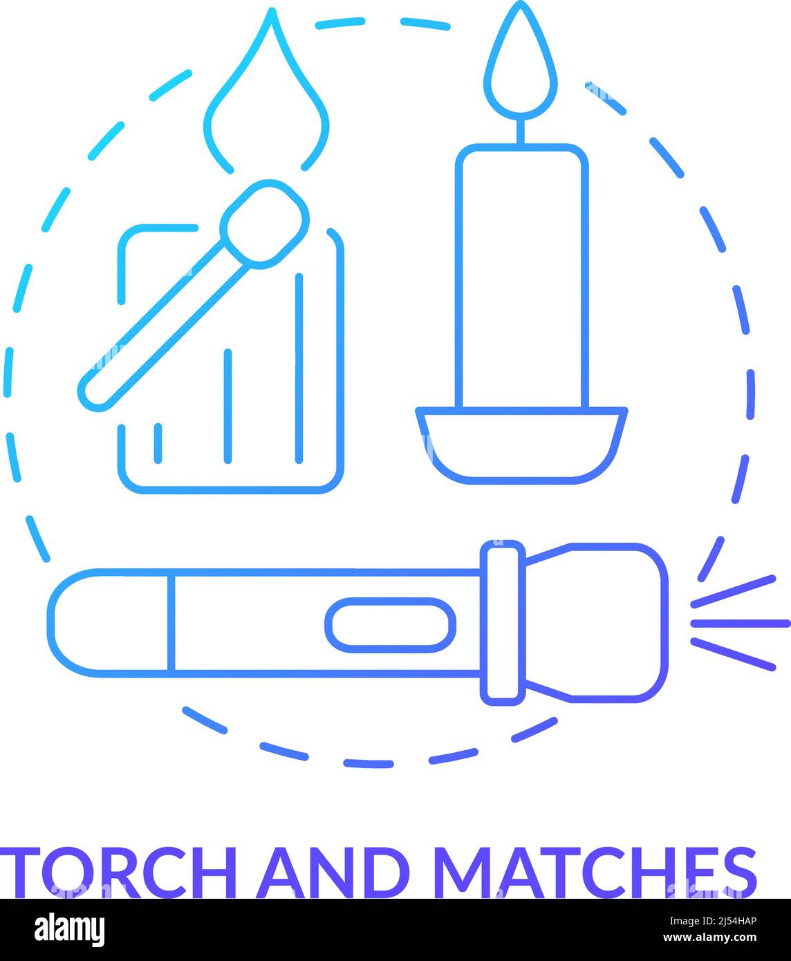 Torch and matches blue gradient concept icon Stock Vector Image & Art ...