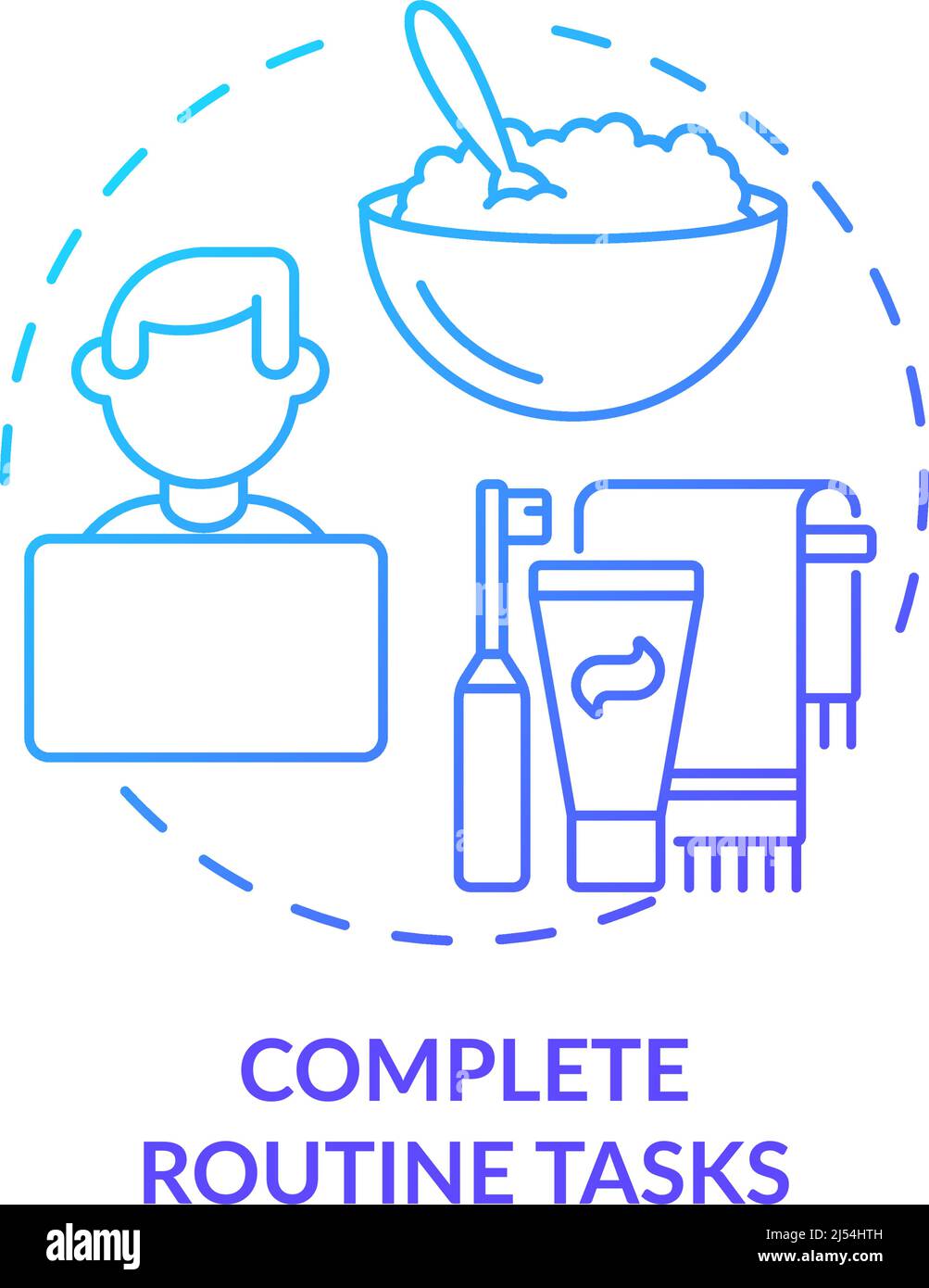 Complete routine tasks blue gradient concept icon Stock Vector Image ...